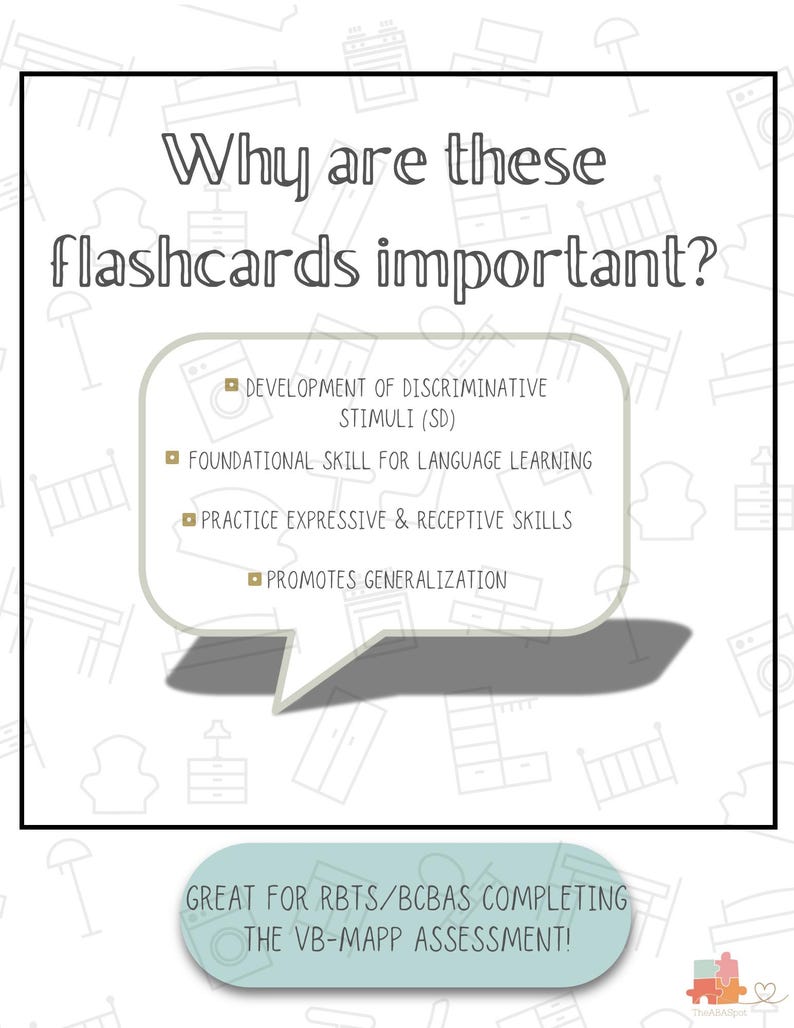 Furniture Flashcards | VB-MAPP Assessment Tool | ABA Materials ...
