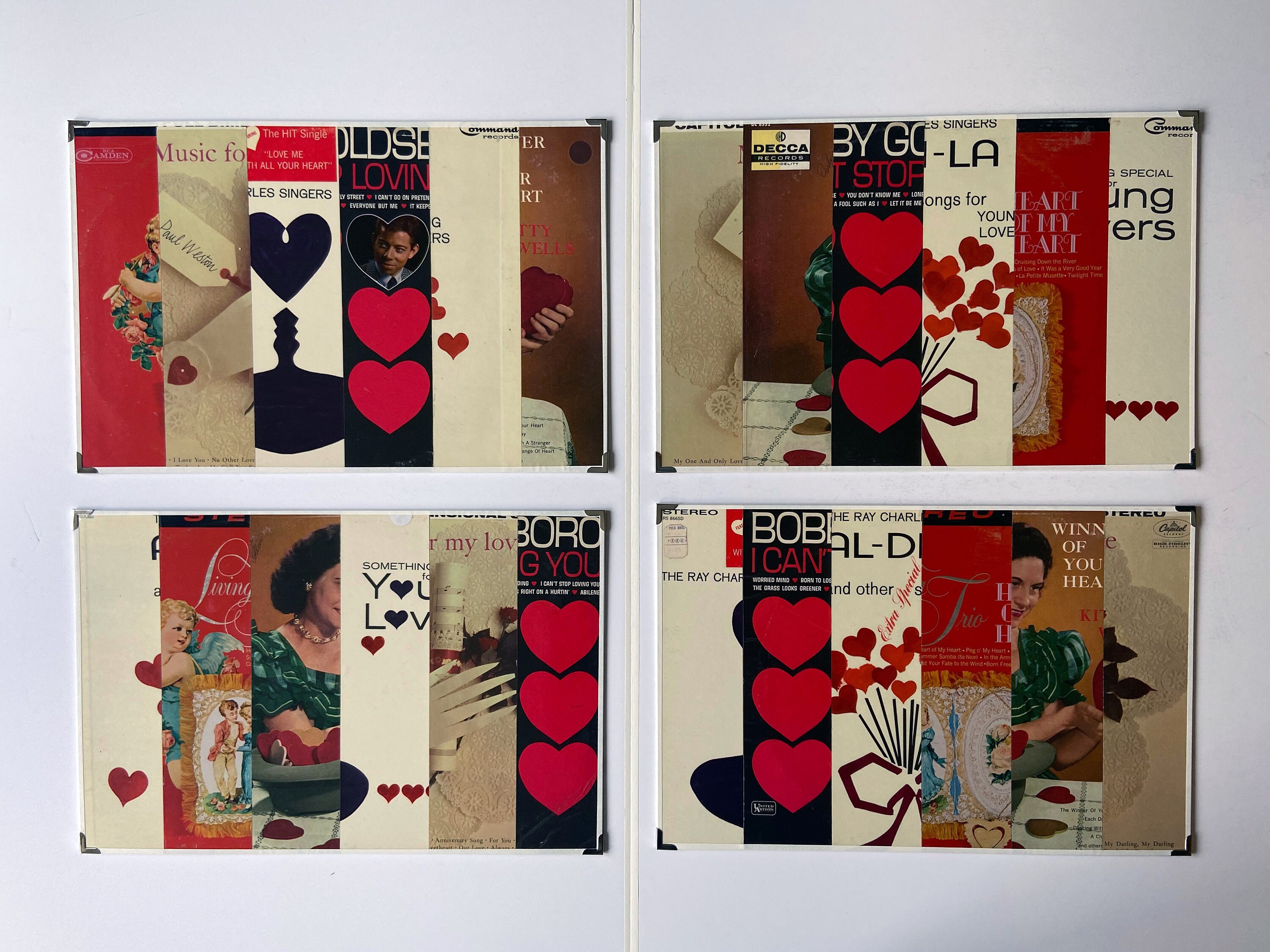 Midcentury Red ROMANCE & HEARTS Vinyl Record Covers Transformed Into ...