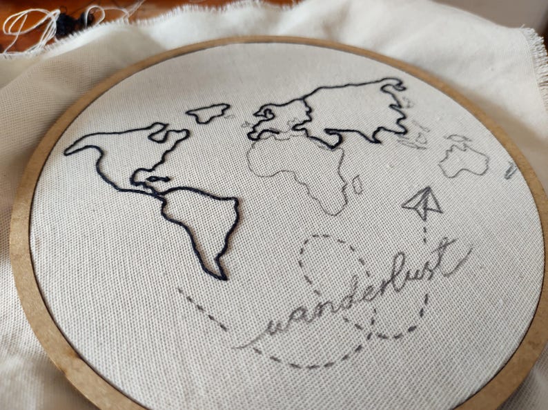 DIY Dream World Map Embroidery Pattern: Easy Tutorial for Beginners ...