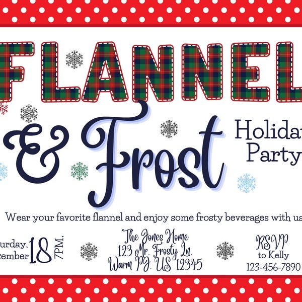 Flannel Christmas Party Invitation - Etsy