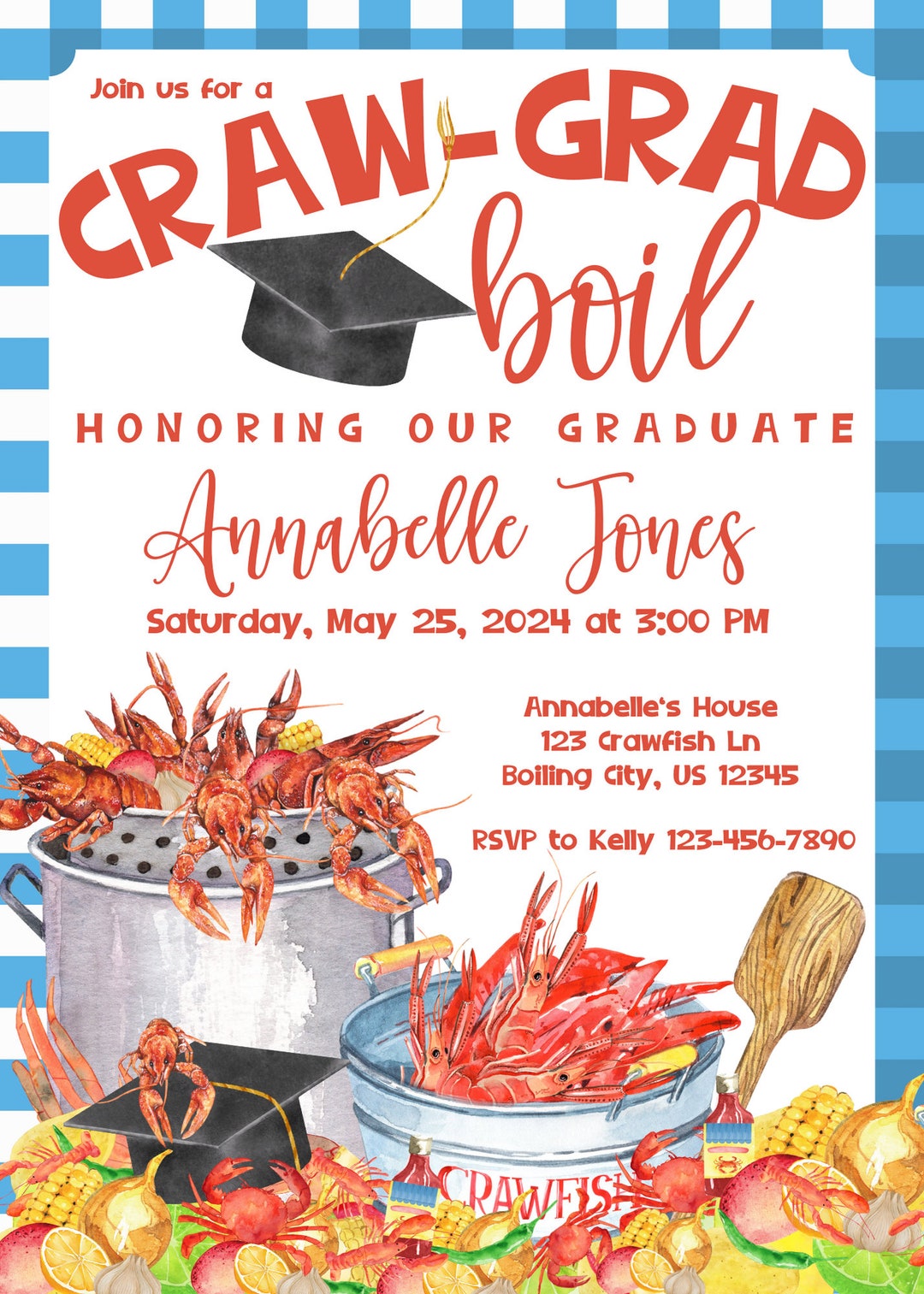 Craw-grad Boil Party Invitation - Etsy