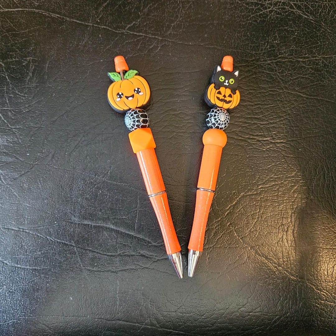 Halloween Pens, Pumpkin Pens, Beaded Pens - Etsy