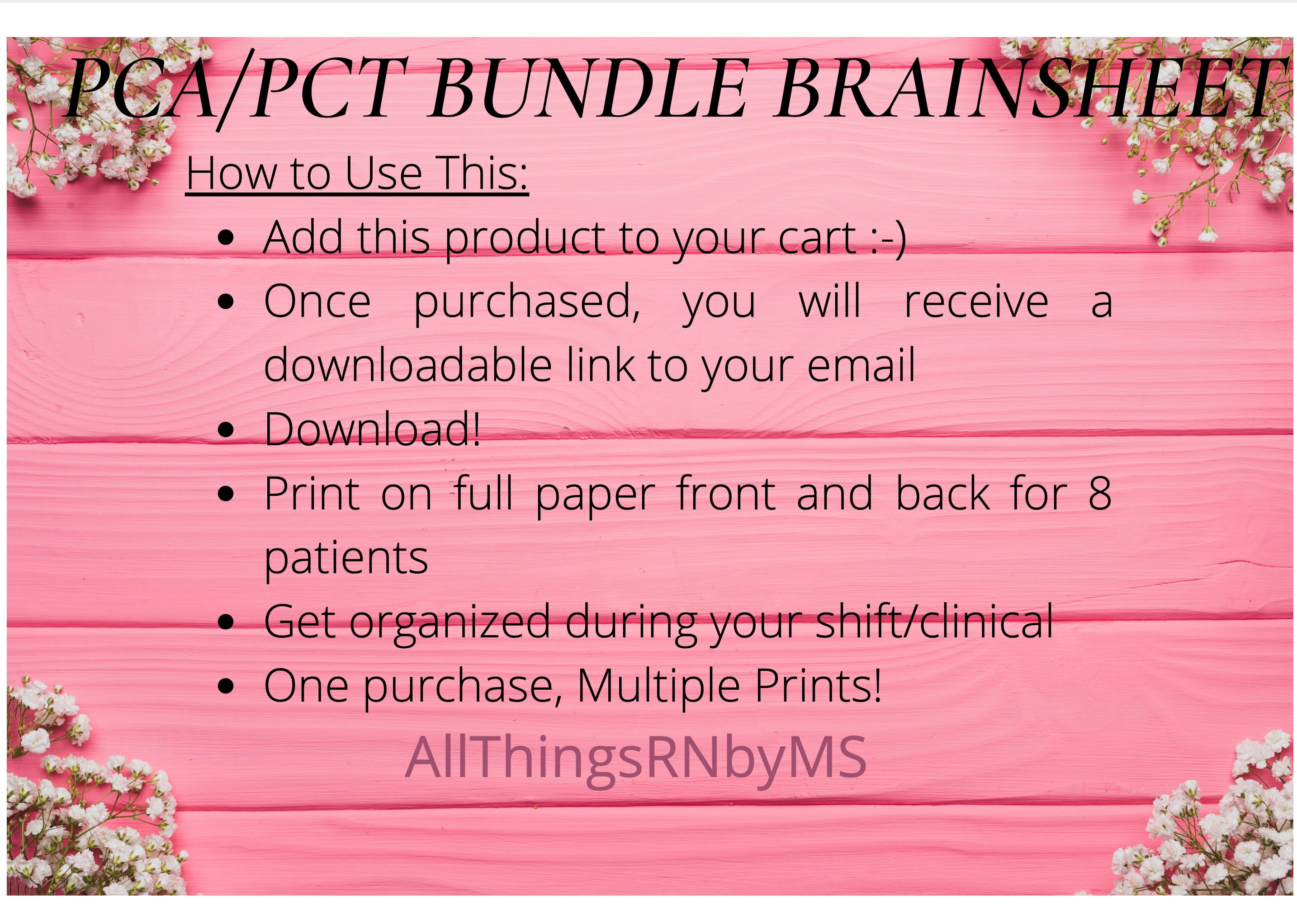 Bundle PCA/PCT/CNA Patient Report Sheet BrainSheet | Etsy
