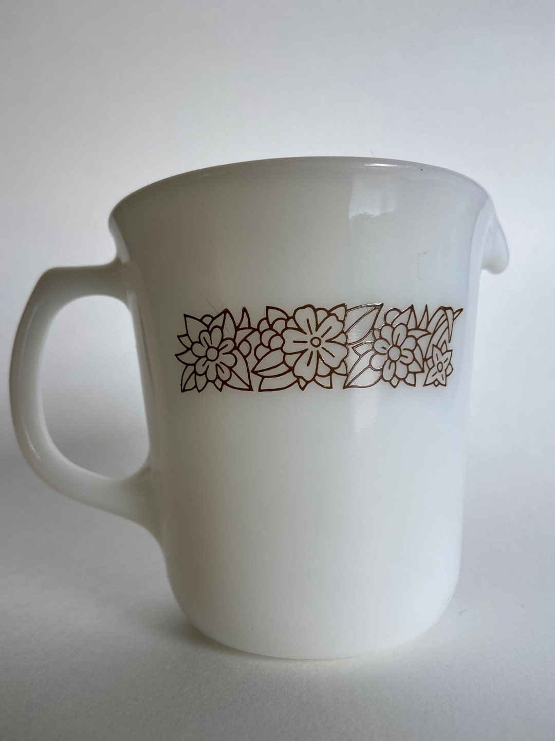 Vintage Milk Glass Pyrex Creamer Brown Woodland - Etsy