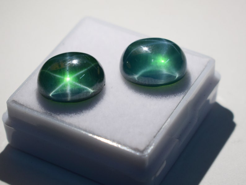 New Pair of Green Star Sapphire High Quality A Oval Shape 100% Natural ...