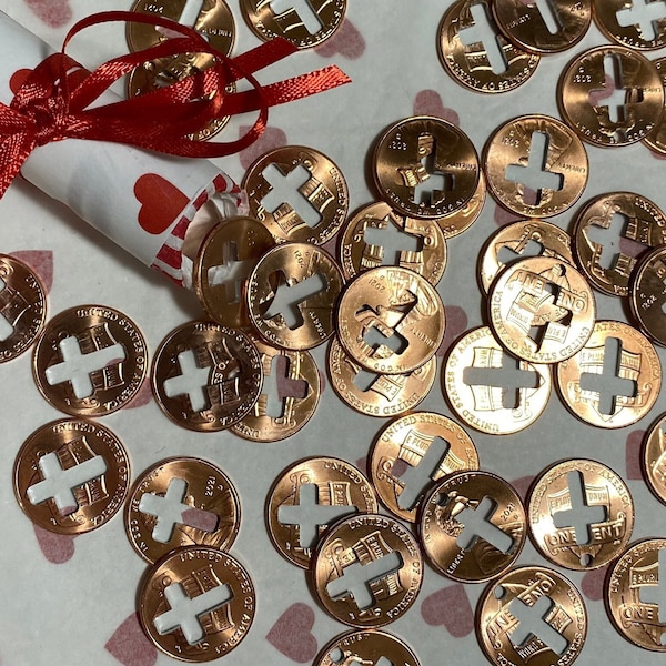 Pennies With Cut Out Cross - Etsy
