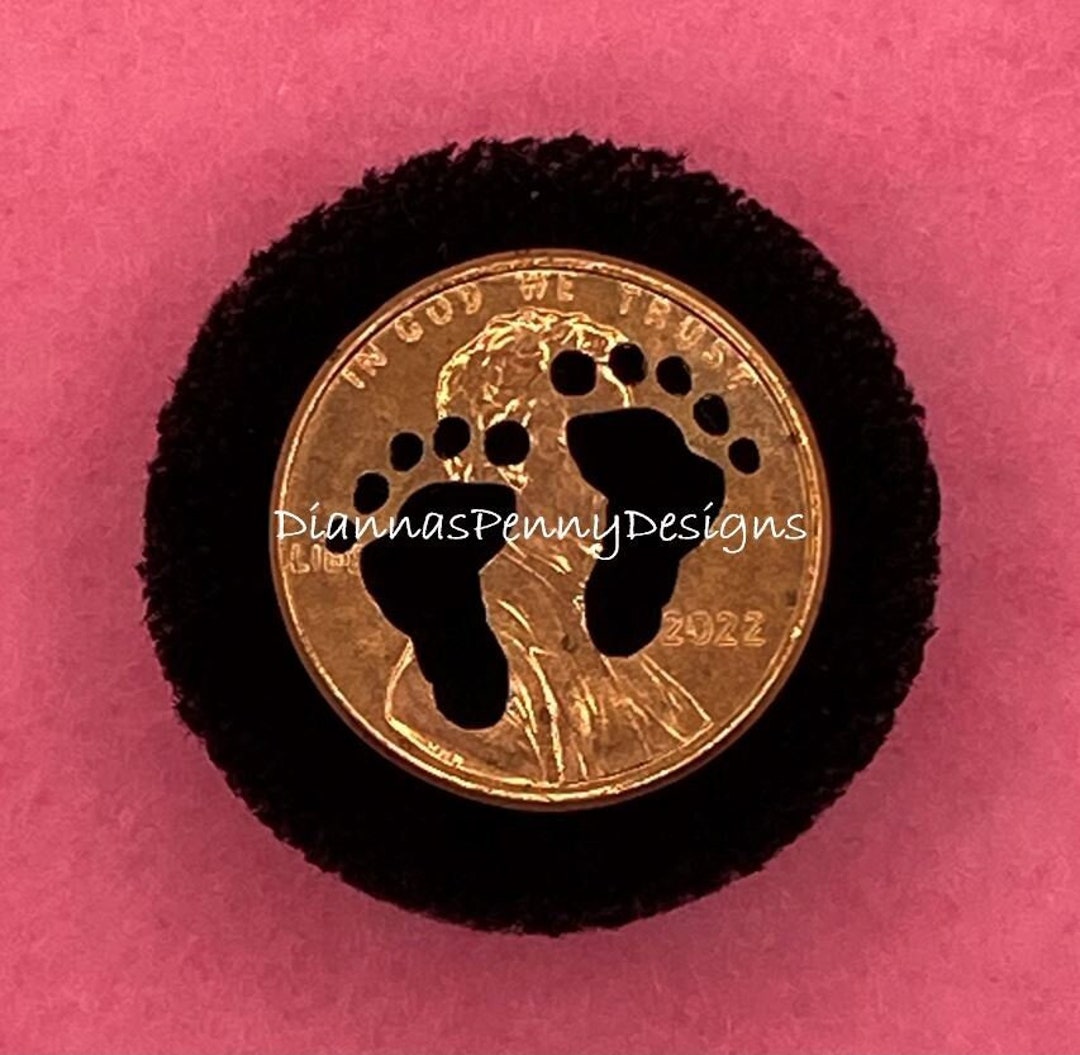 CHARITY Lucky Penny Cut Out FOOTPRINT Penny Cutout Charm Baby Shower ...