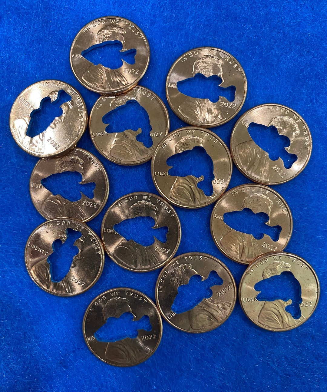 CHARITY 2024 Lucky Penny Cut Out FISH Penny 25 Keepsake Penny Fishing ...