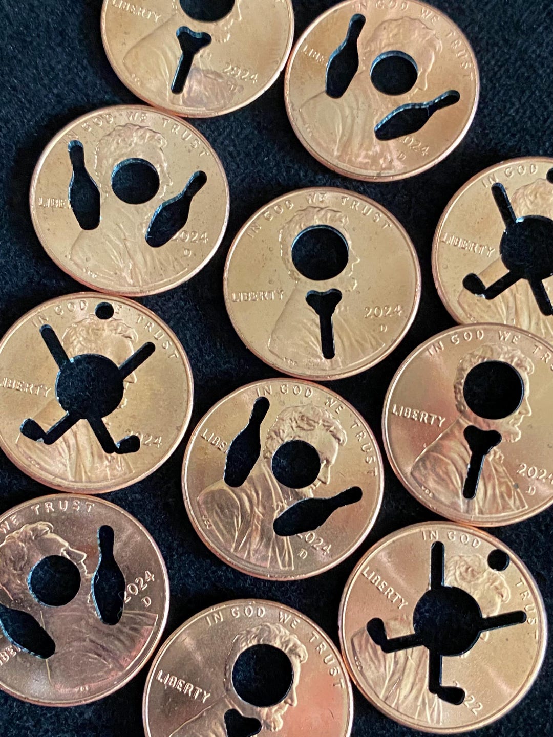 FOR CHARITY 25+ Penny Cut Out BOWLING Golf Billiards Novelty Penny ...