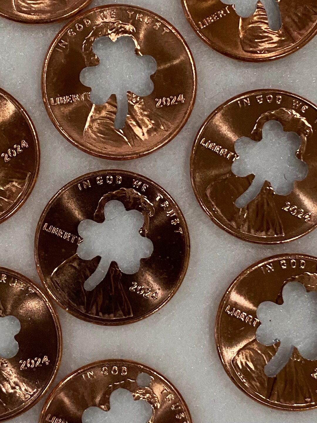 FOR CHARITY 25 Penny Cut Out CLOVER Penny Keepsake Lucky Shamrock ...