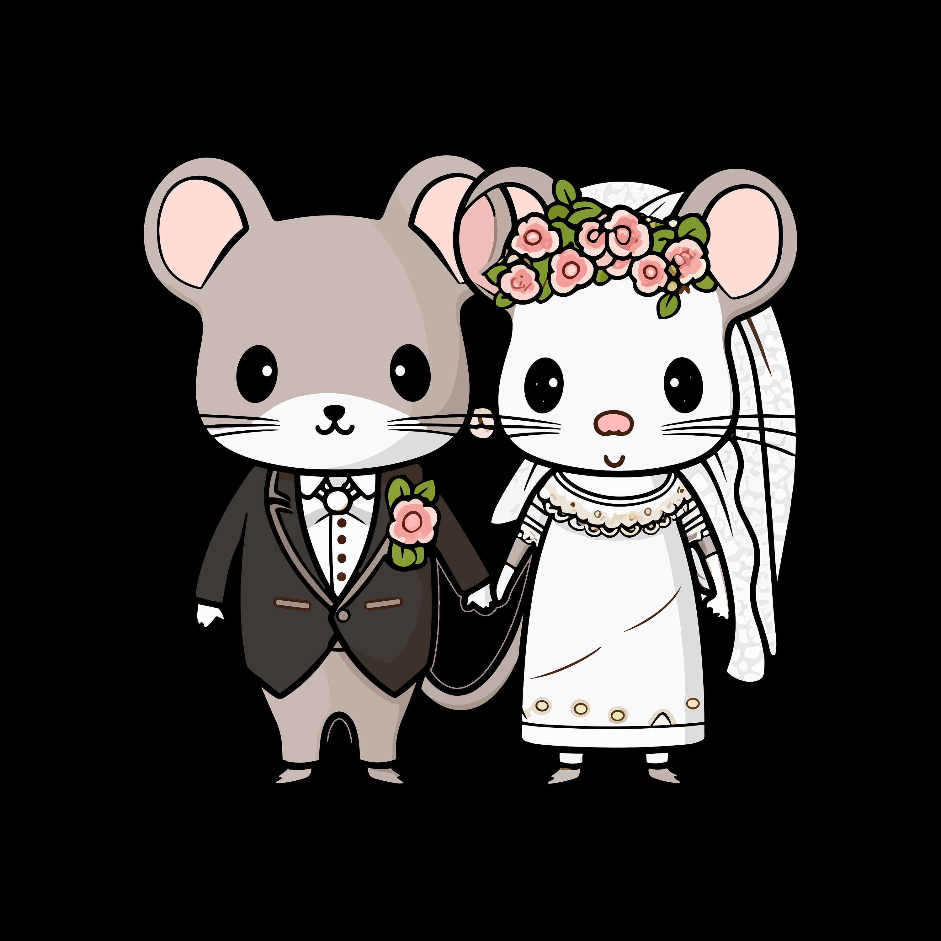 Cute Wedding Mouse Mouse Clipart Wedding Bride Groom Romantic - Etsy