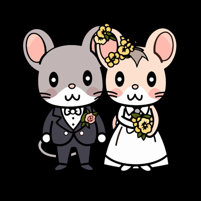 Cute Wedding Mouse Mouse Clipart Wedding Bride Groom Romantic - Etsy