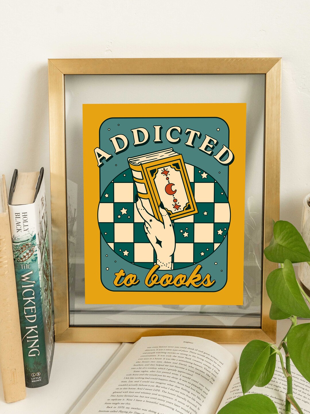 Addicted to Books Art Print, 8x10 Inches, Bookish Home Decor Print ...
