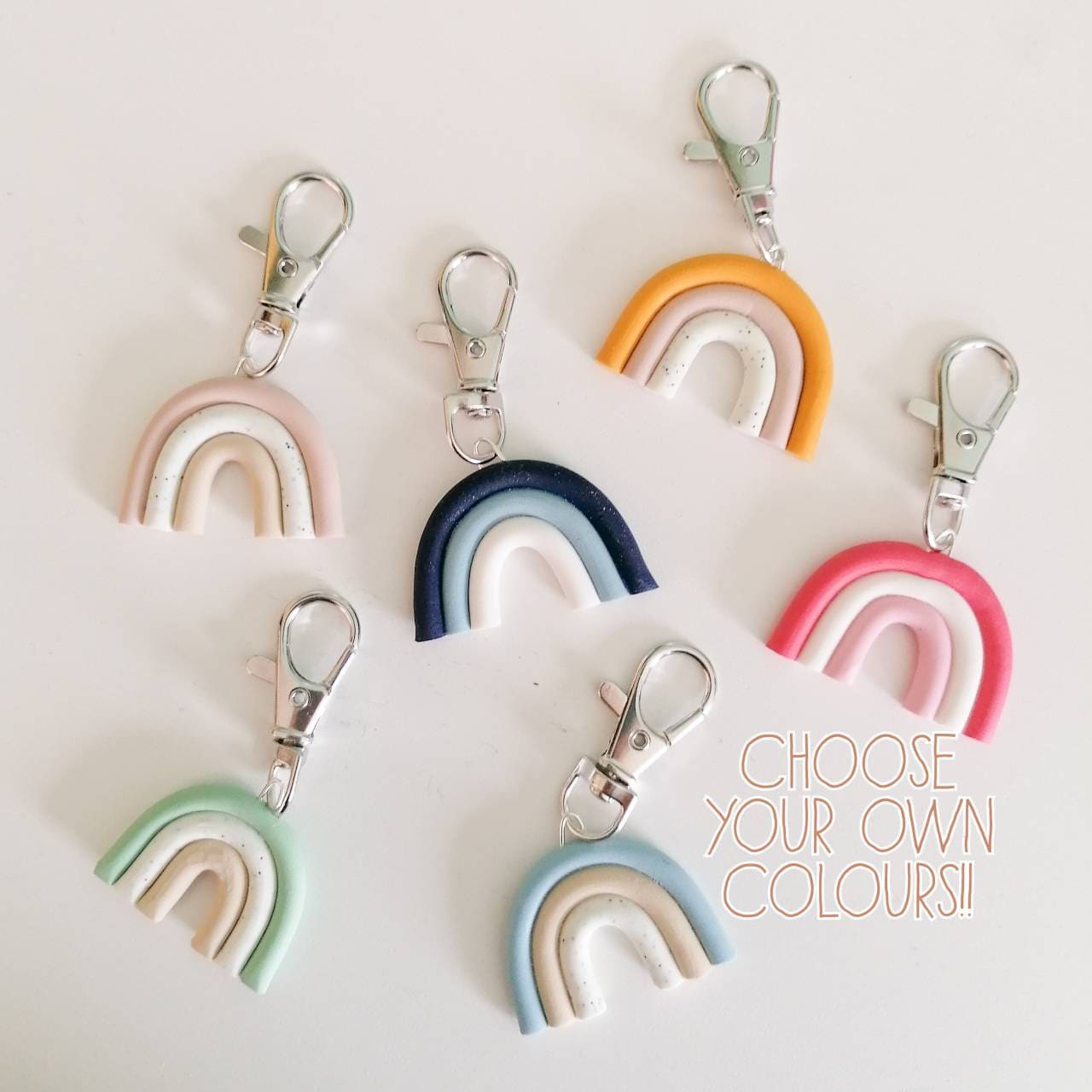 Custom Rainbow Keychains | Polymer Clay Rainbows - Etsy