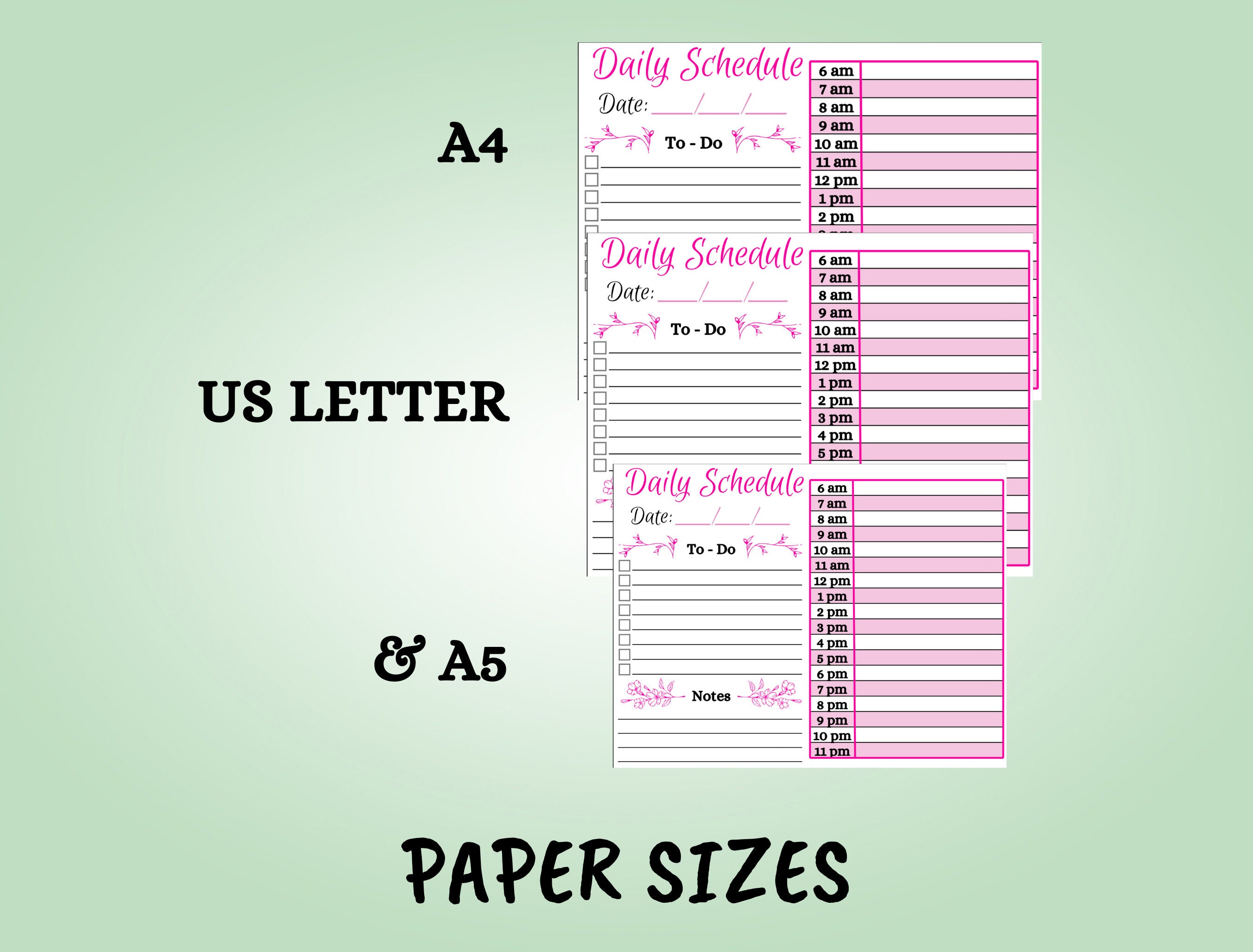Floral Daily Planner Page Template, Downloadable Printable Daily ...