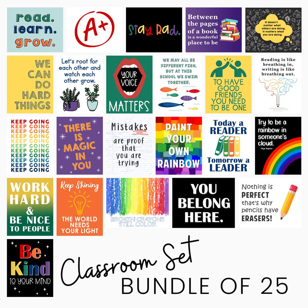 Classroom Poster Bundle • Home School Motivational Posters - Etsy