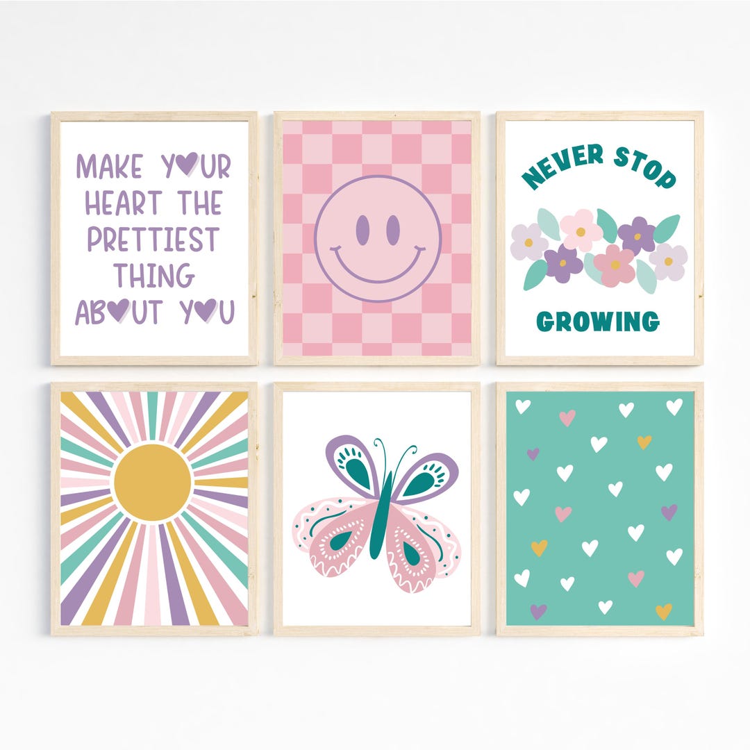 Girl Room Decor Posters Gallery Wall Set of 6 • Colourful Art Kids ...