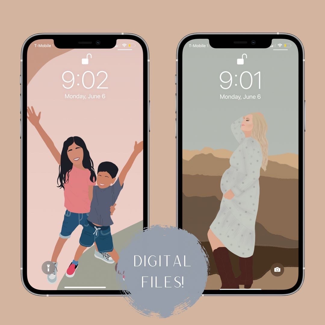 Custom iPhone Wallpaper Portrait Drawing Minimal - Etsy