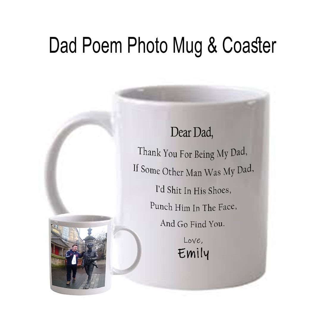 Dad Poem Photo Mug & Coaster Customised Coffee Cup Birthday Fathers Day ...