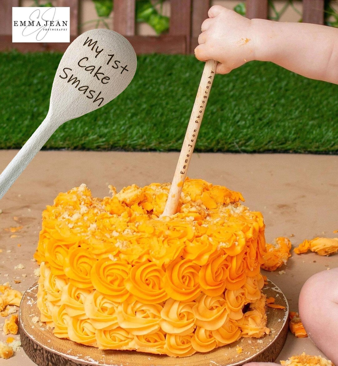 Cake Smash Wooden Spoons Engraved | Personalised Spoon | My 1st Spoon ...