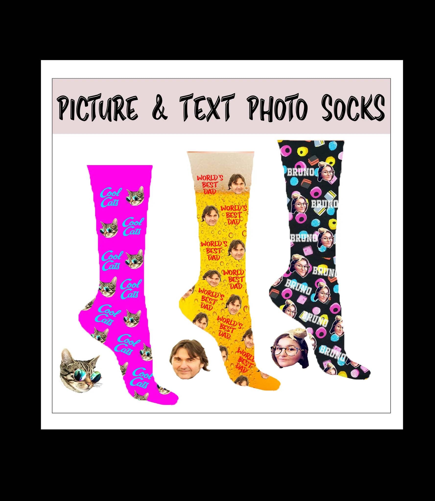 Photo and Text Socks Custom Personalised Birthday Christmas | Etsy UK