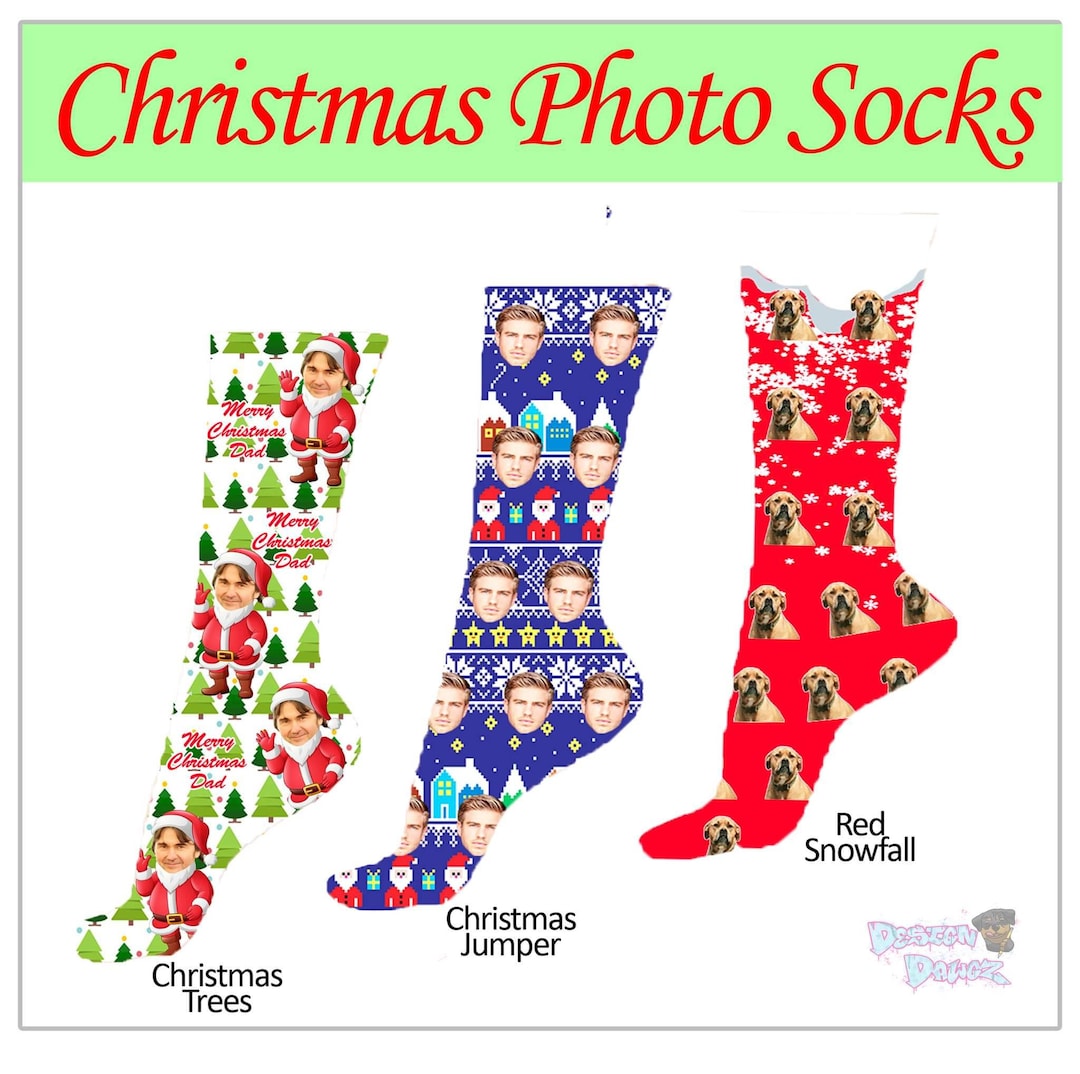 Christmas Photo Socks Customised Personalised, Festive Gifts Kids ...