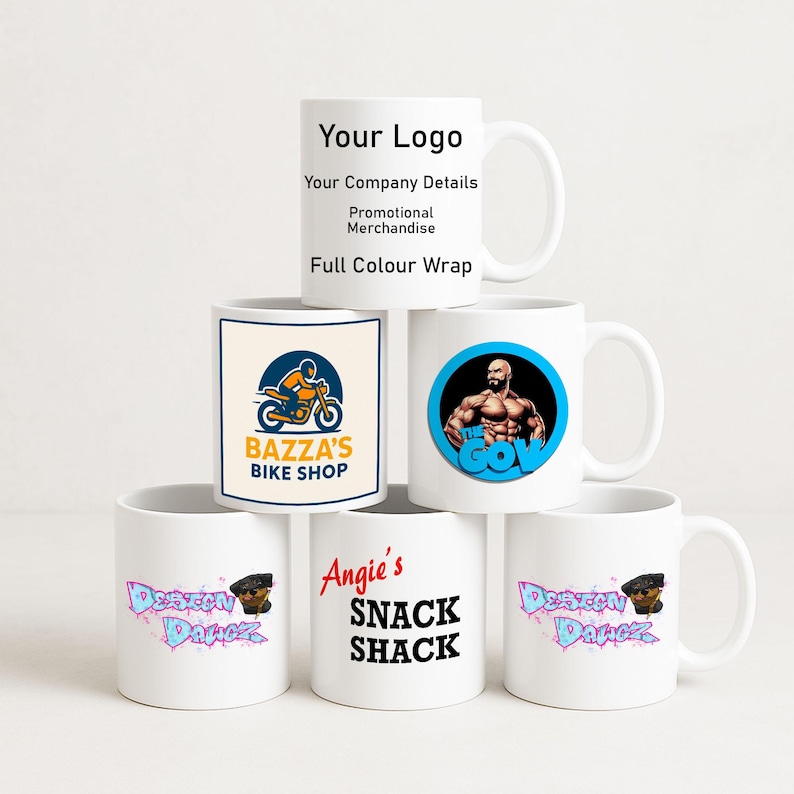 Branded Logo Mugs Custom Text & Photo| Promotional Drinkware | Business ...