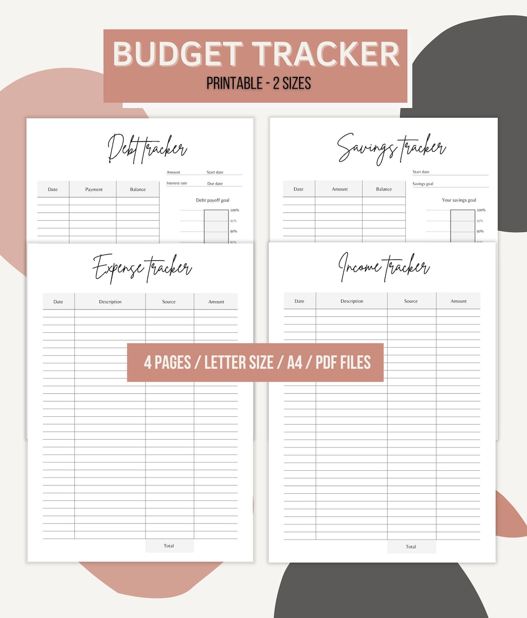 Printable Budget Tracker, Debt Tracker, Printable Budget Planner, PDF ...