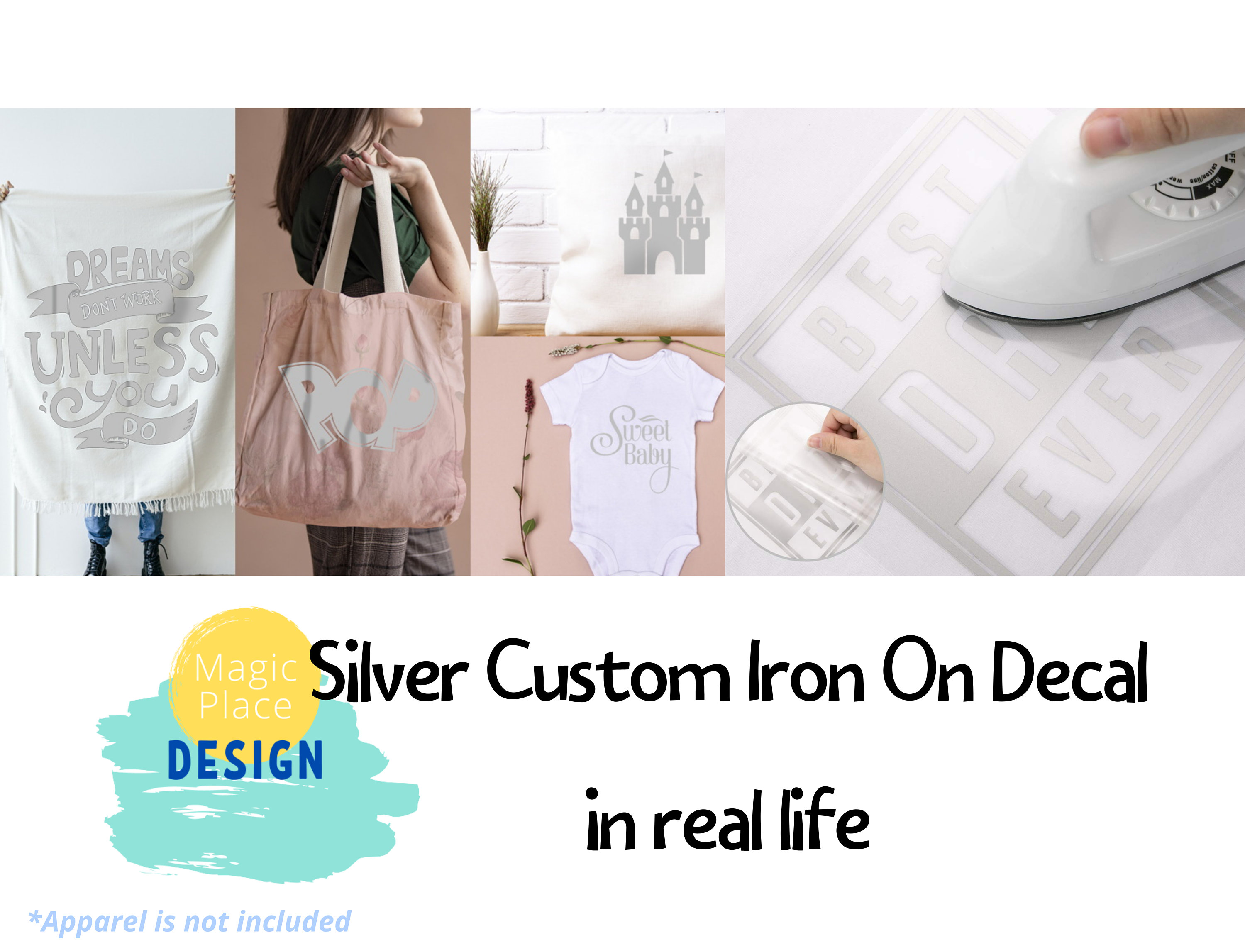 Custom Iron on Vinyl Decals for T-shirts, DECAL ONLY! Personalized Heat ...