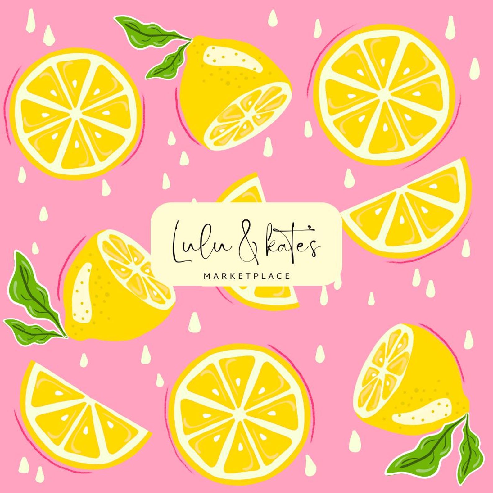 Summer Inspired Pink Lemonade Pattern Features Hand Drawn Lemons and ...