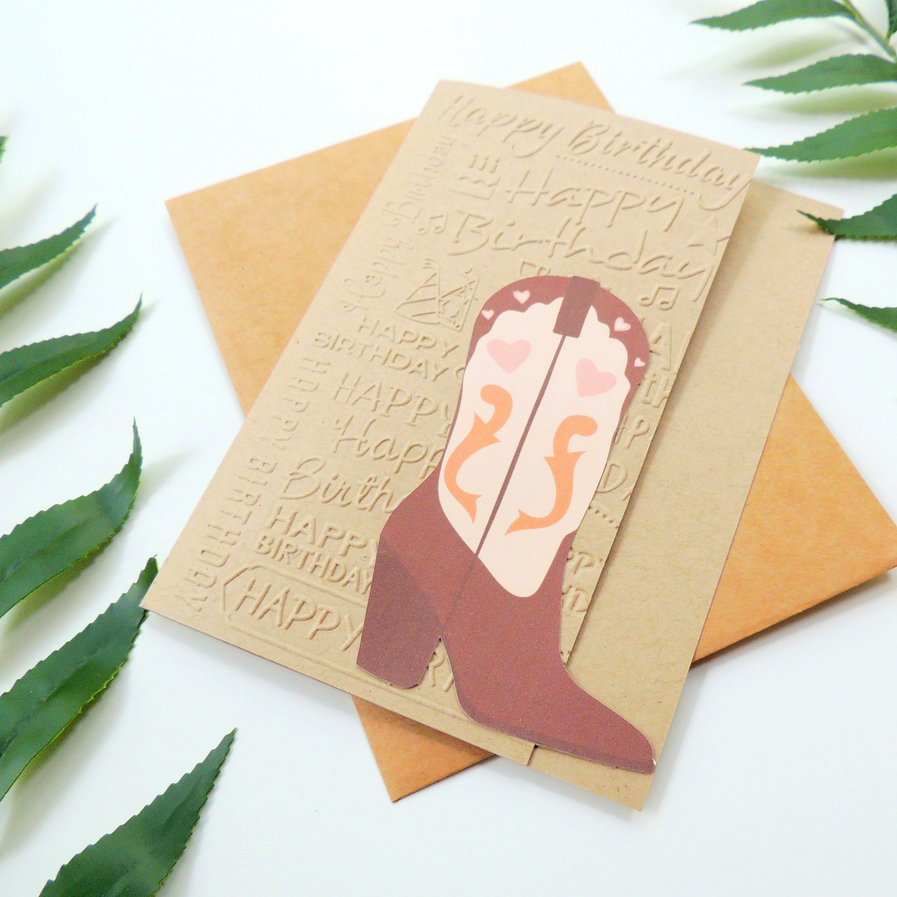 Brown Cowgirl Boot Birthday Card - Etsy