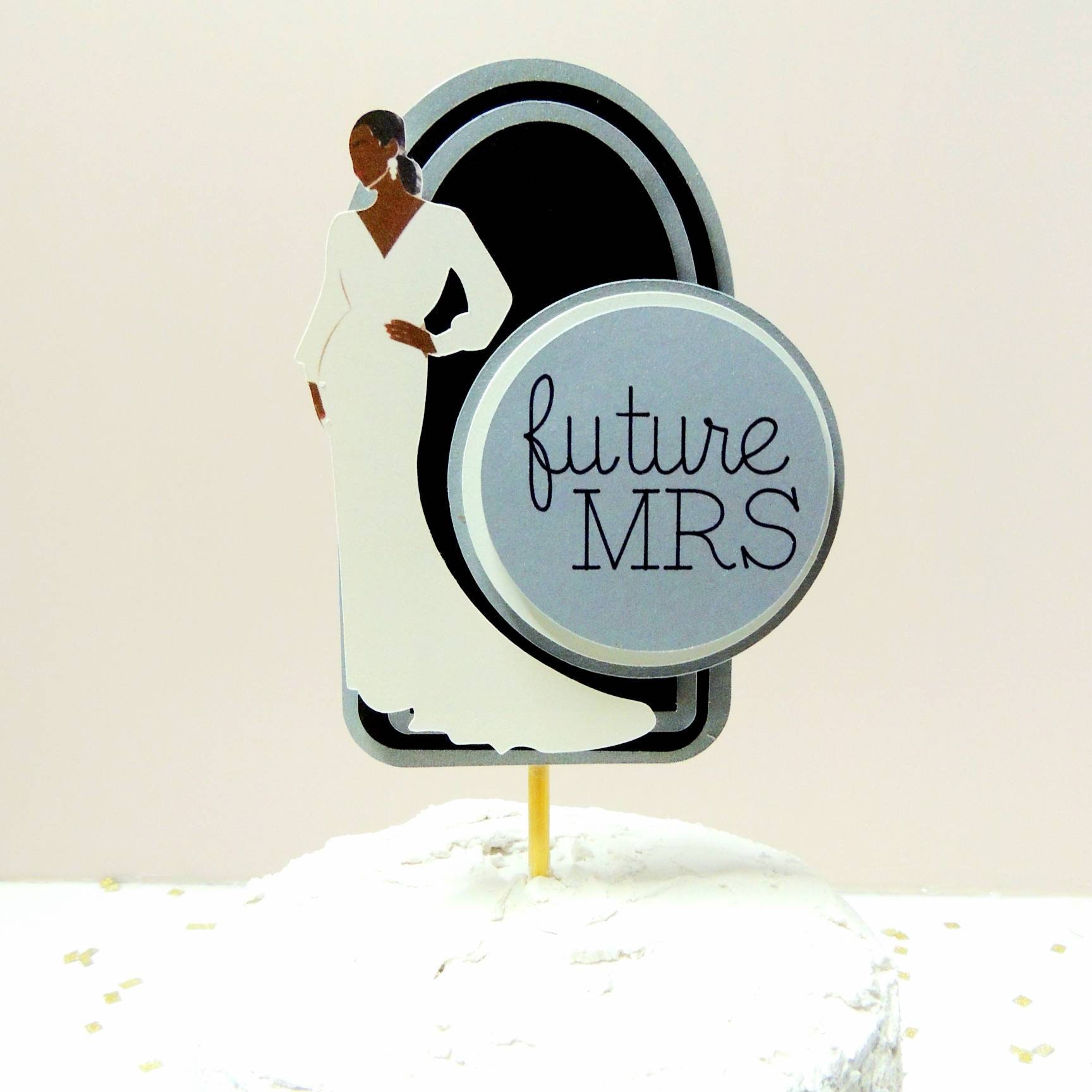 3D Black Woman Bridal Cake Topper - Etsy