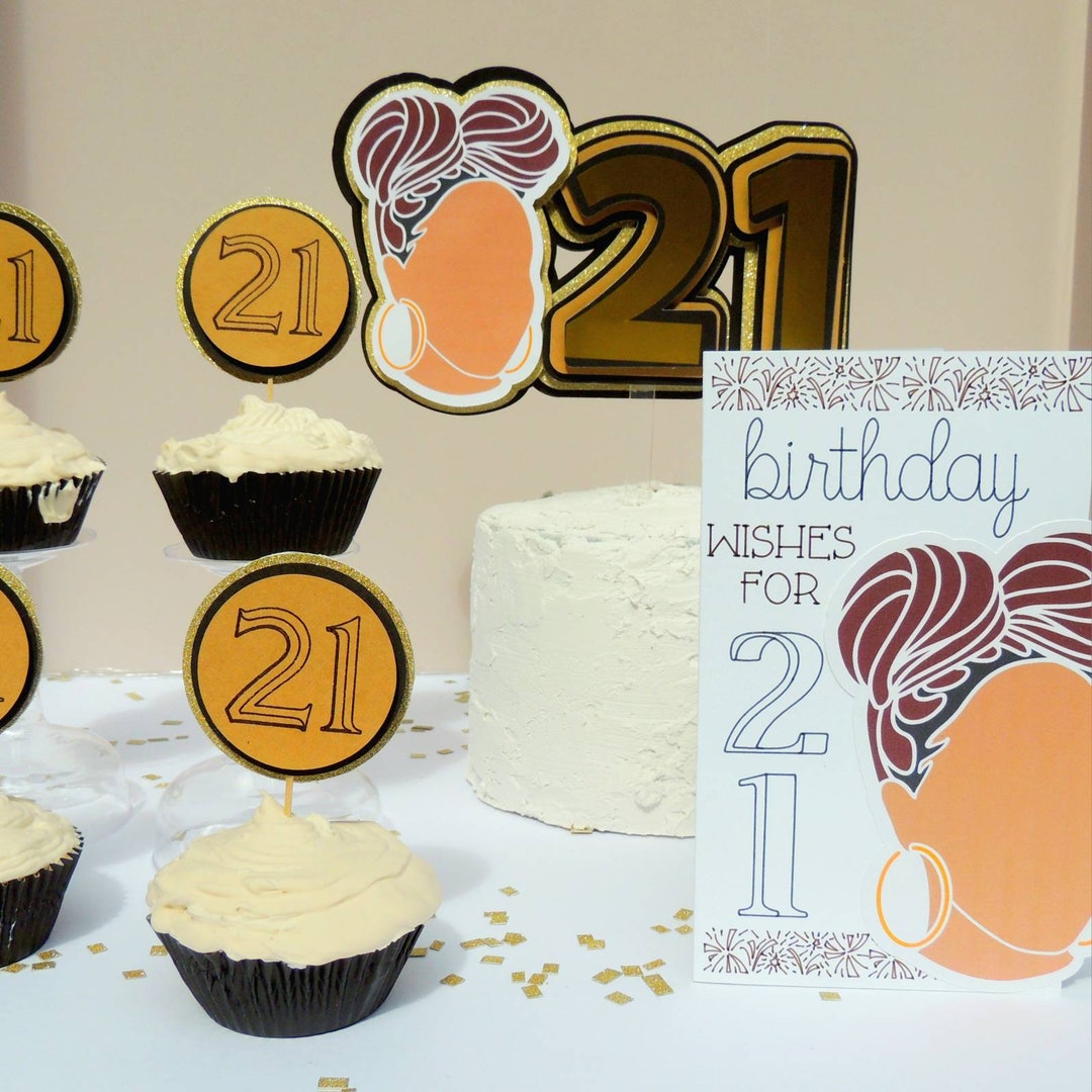 3D 21st Birthday Cake Topper & Greeting Card Set - Etsy
