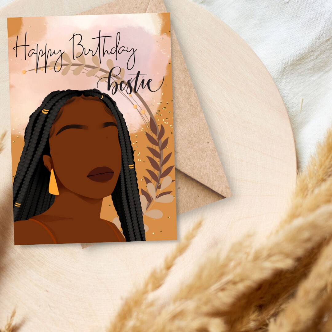 Birthday Bestie African American Greeting Card - Etsy