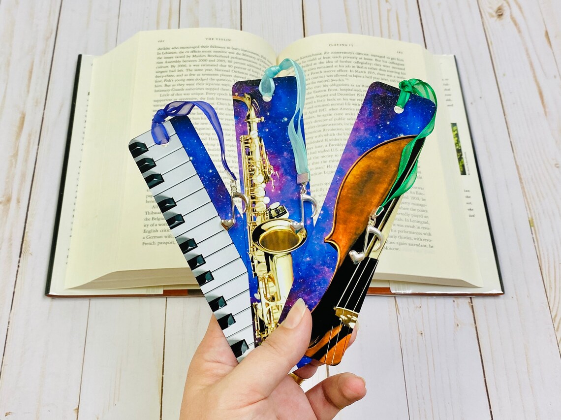 Metal Piano Bookmark With Purple Galaxy Design, Graduation, Gift for ...