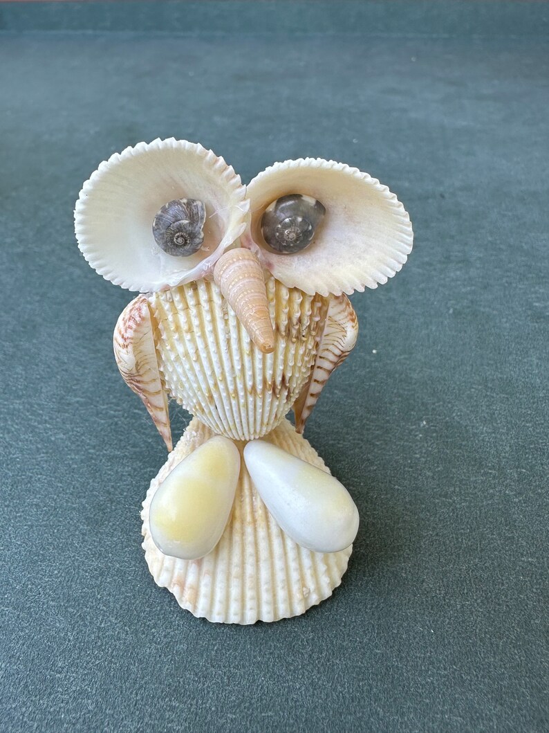Sea Shells Owl Figurine Sculpture Birds Handcrafted 2 Pcs Gifts From ...