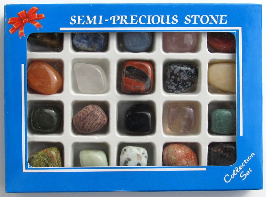 Gemstones Tumbled Stones Collection Set 20 Pieces Gift Box - Etsy