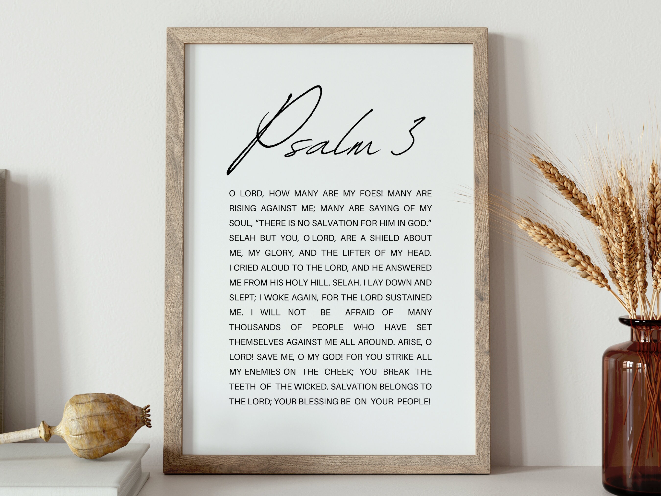 Psalm 3 Bible Verse Wall Art, Christian Poster Digital Print, Modern ...