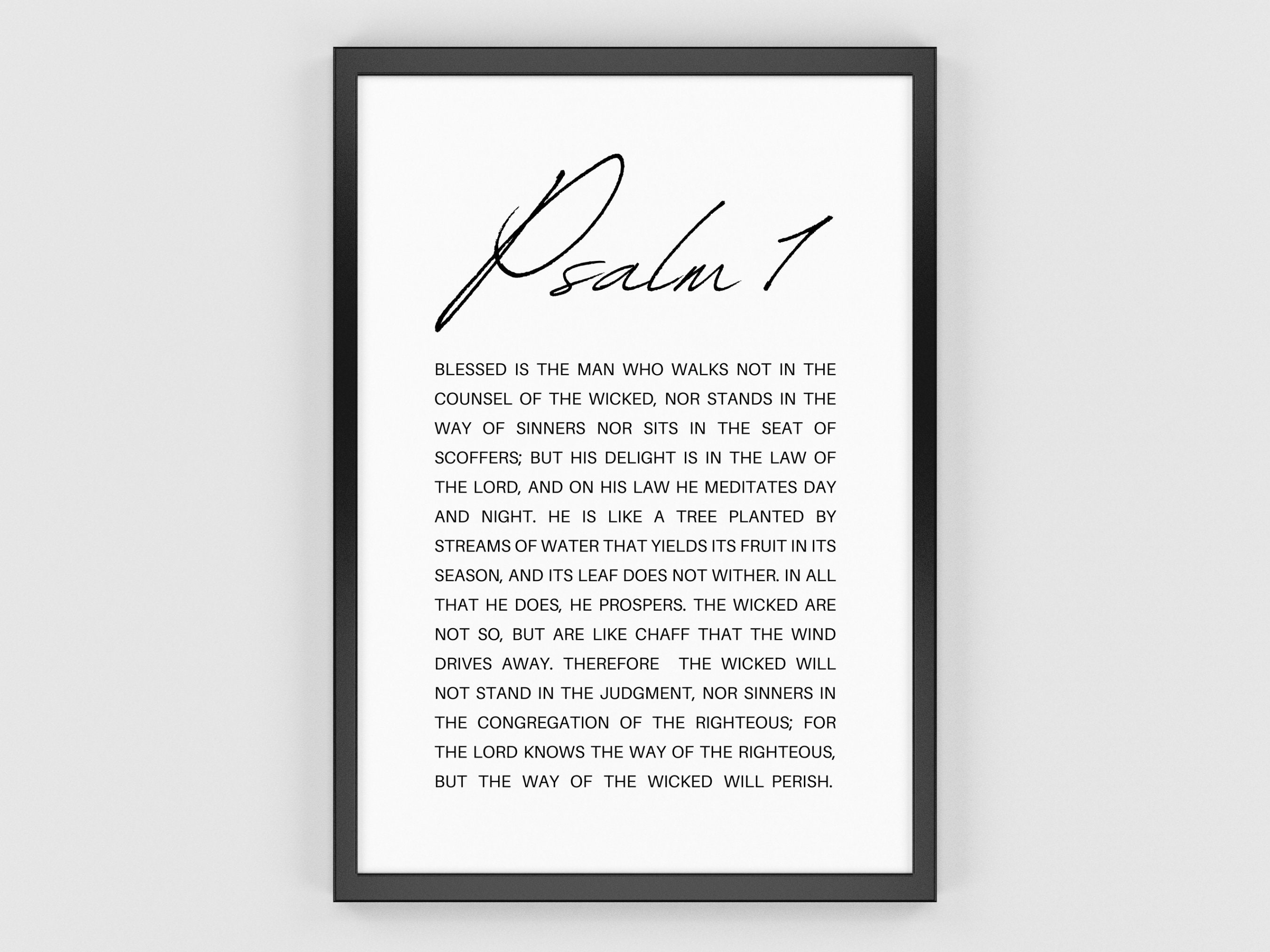 Psalm 1 Bible Verse Wall Art, Christian Scripture Print, Minimal ...