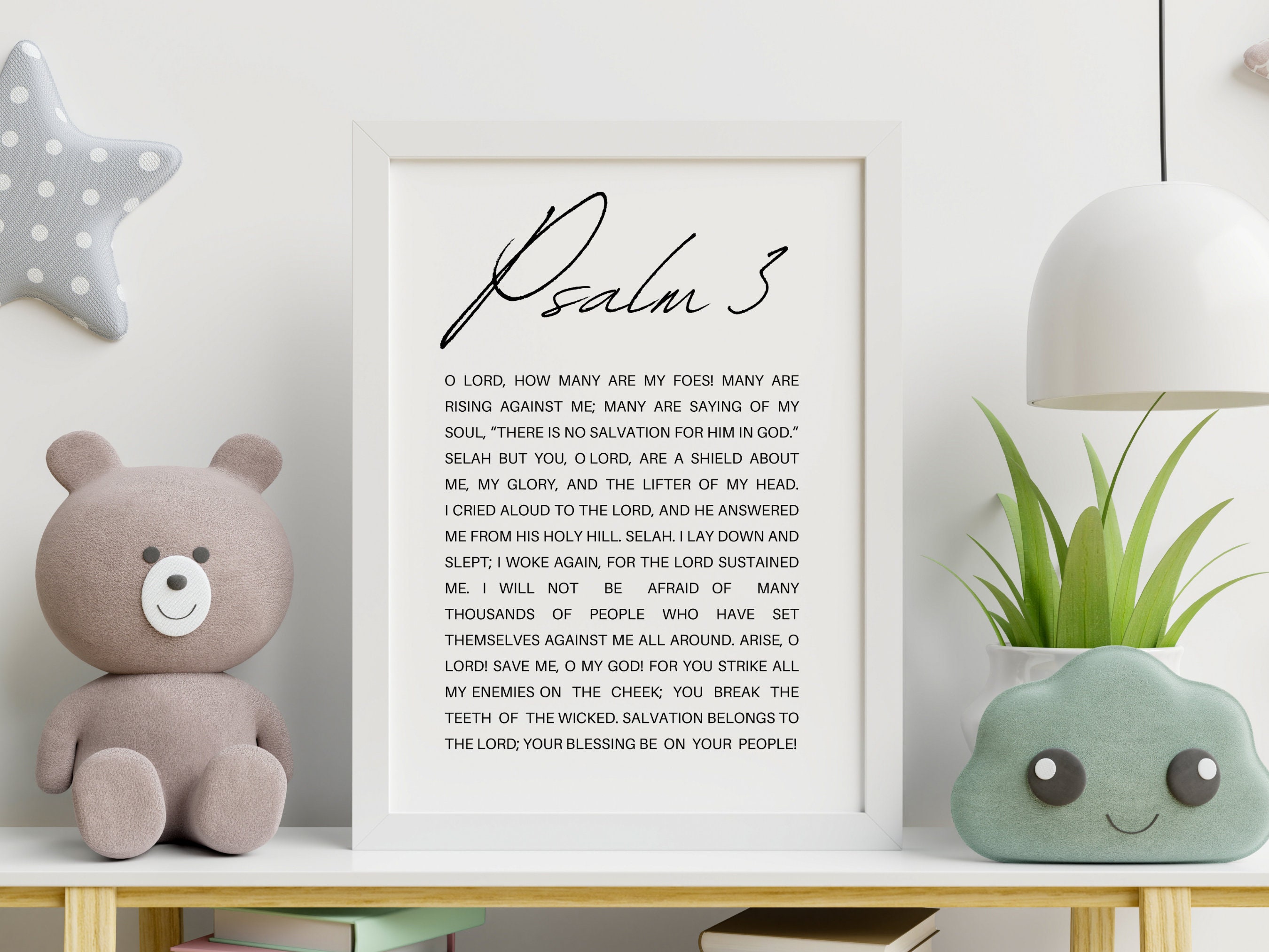 Psalm 3 Bible Verse Wall Art, Christian Poster Digital Print, Modern ...