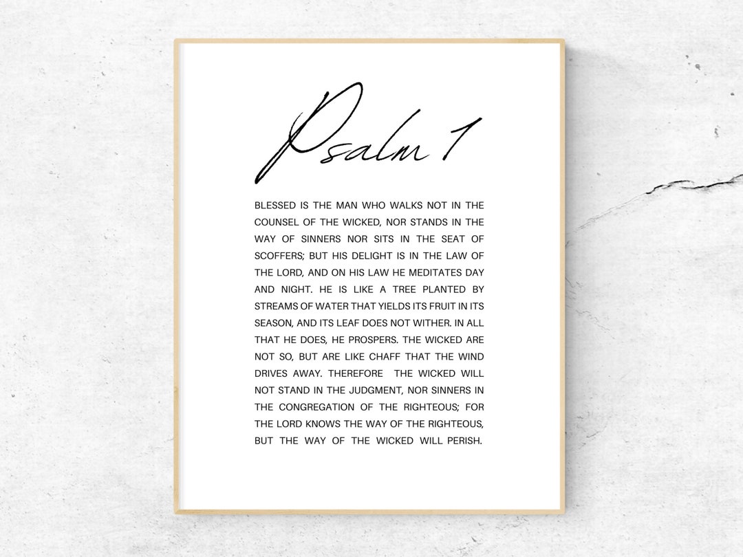Psalm 1 Bible Verse Wall Art, Christian Scripture Print, Minimal ...