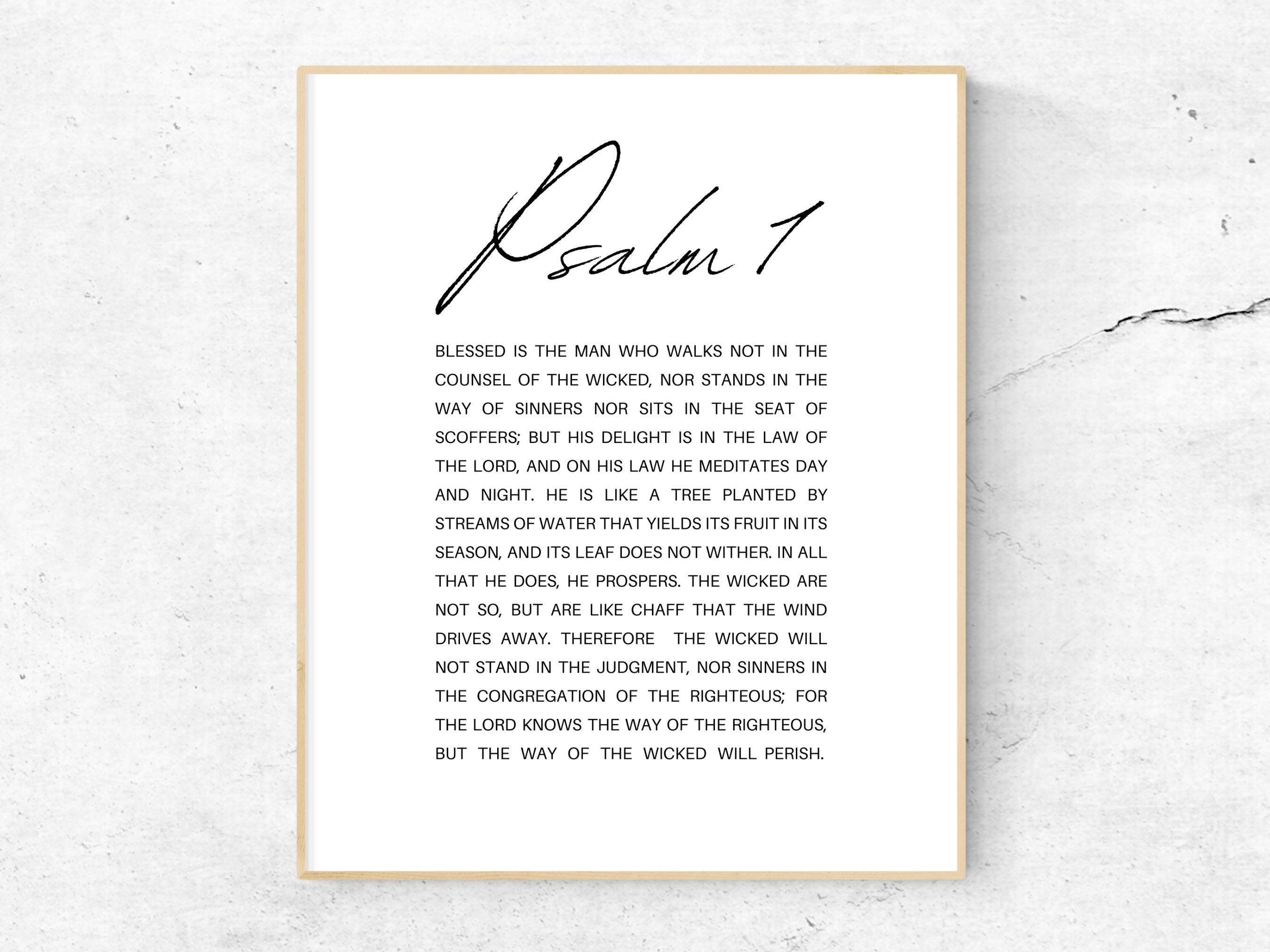 Psalm 1 Bible Verse Wall Art, Christian Scripture Print, Minimal ...