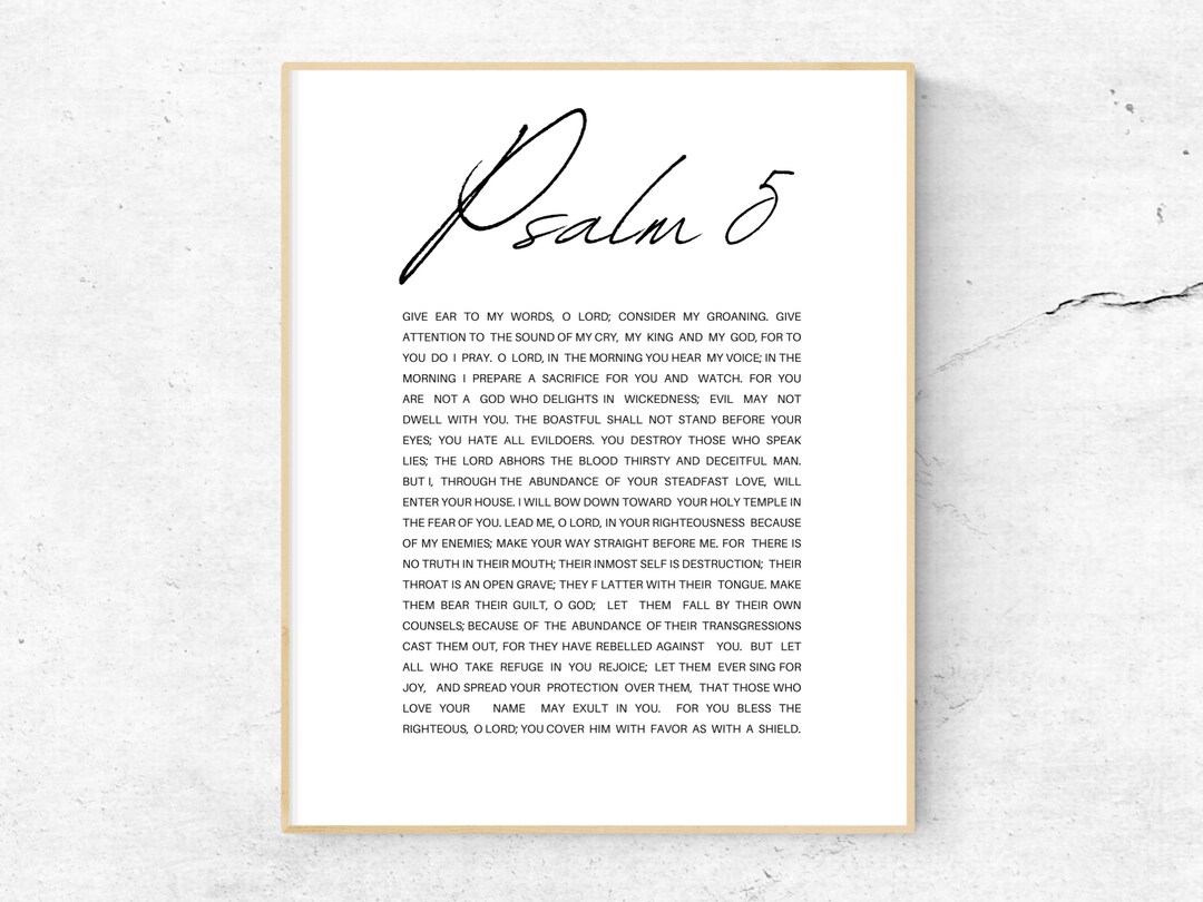 Psalm 5 Bible Wall Art, Christian Scripture Digital Printable Art ...