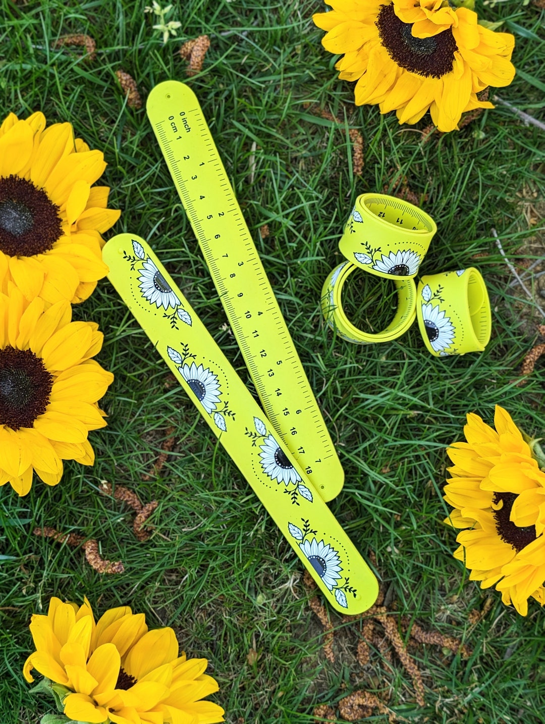 Sunflower Slap Bracelet Gauge Ruler: Knitting Tool Project Bag Ruler - Etsy