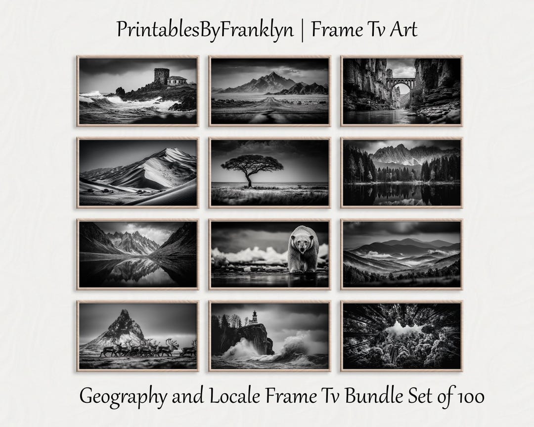 Geography and Locale Tv Frame Collection, Set of 100, Black and White ...