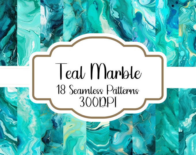 Pink and Teal Marble Digital Paper, Seamless Marble Textures With Foil ...