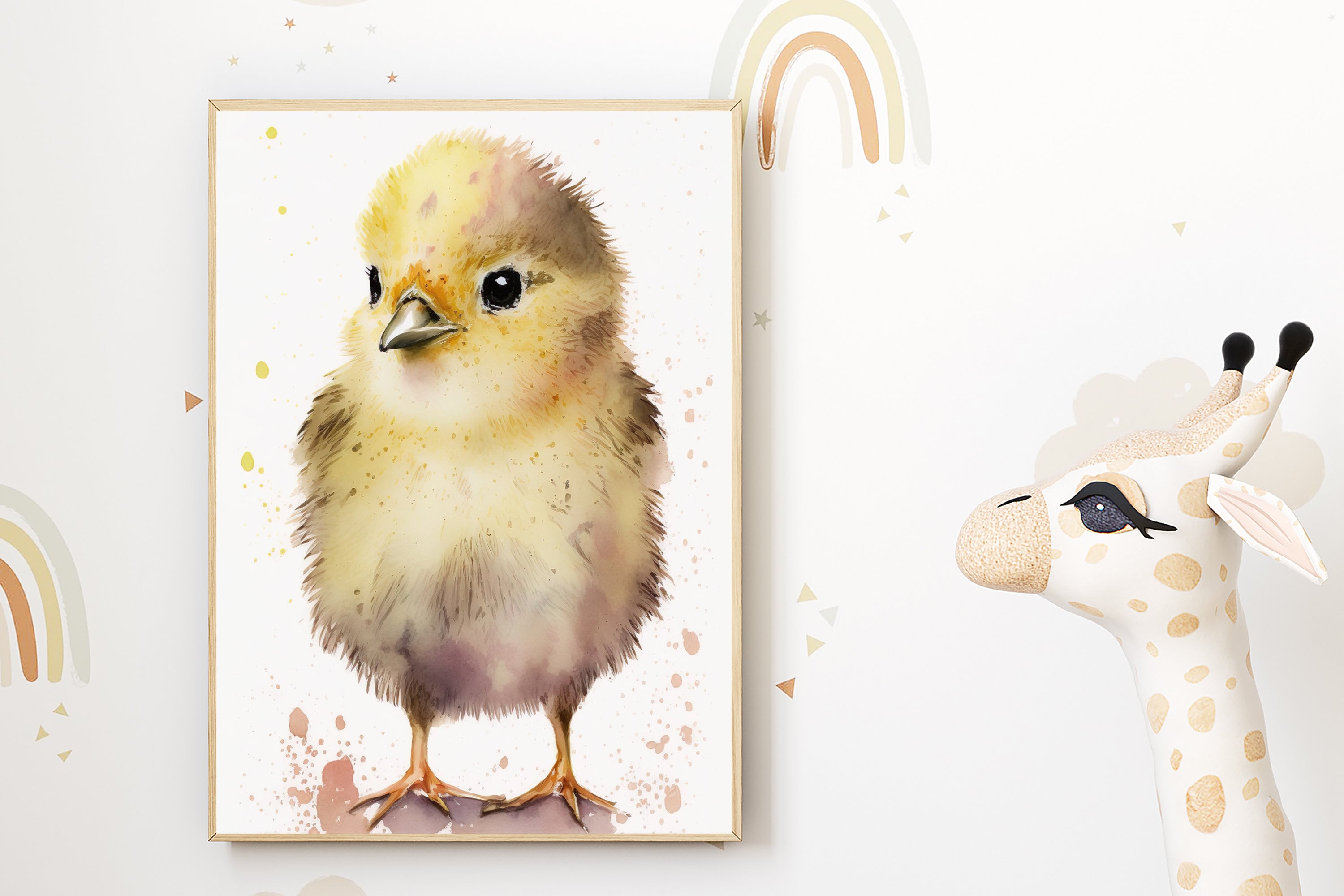 Watercolor Baby Chick, Nursery Wall Art Décor, Baby Chick Wall Art ...
