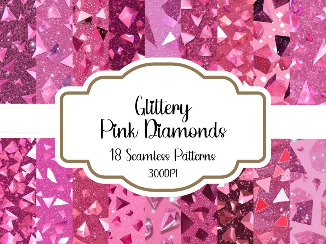 Pink Glitter Diamonds Seamless Pattern, Luxurious Pink Glitter Diamonds Repeating Pattern ...