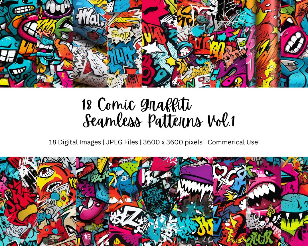 Comic Graffiti Seamless Background Patterns, Comic Seamless Patterns, Graffiti Seamless ...