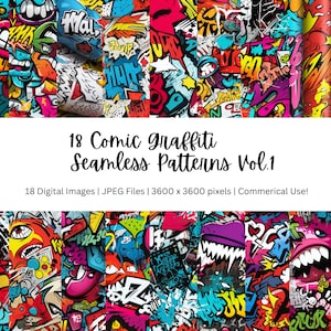 Comic Graffiti Seamless Background Patterns, Comic Seamless Patterns ...
